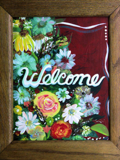 Welcome Shop Sign - Acrylic on gessobord, in Retro Calligraphy Gallery