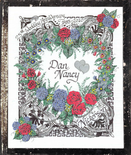 Dan & Nancy’s 25th Wedding Anniversary - pen & ink, in Retro ...